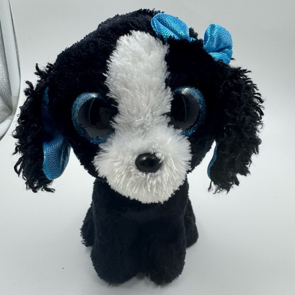 Toys | Ty Beanie Boos Tracey The Black White Dog Ty Silk Blue Glitter ...